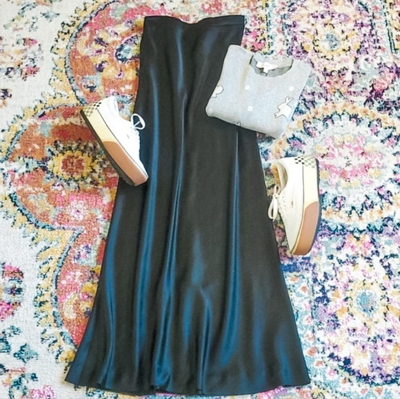 Carmen Marc Valvo | Skirts | Vintage Long High Rise Satin Skirt Carmen ...